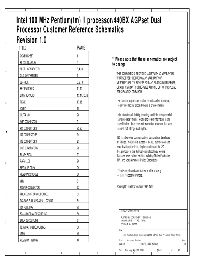 Intel 100 MHZ Pentium (TM) Ii Processor/440Bx Agpset Dual Processor Customer Reference ...