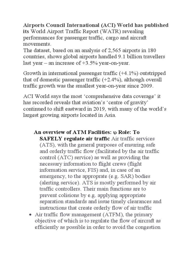 Airports Council International (ACI) World Has Published Its World ...