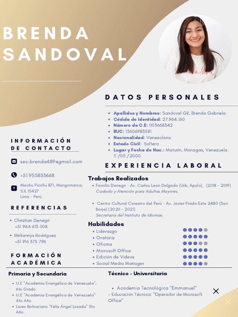 Perfil Profesional de Brenda Sandoval | PDF