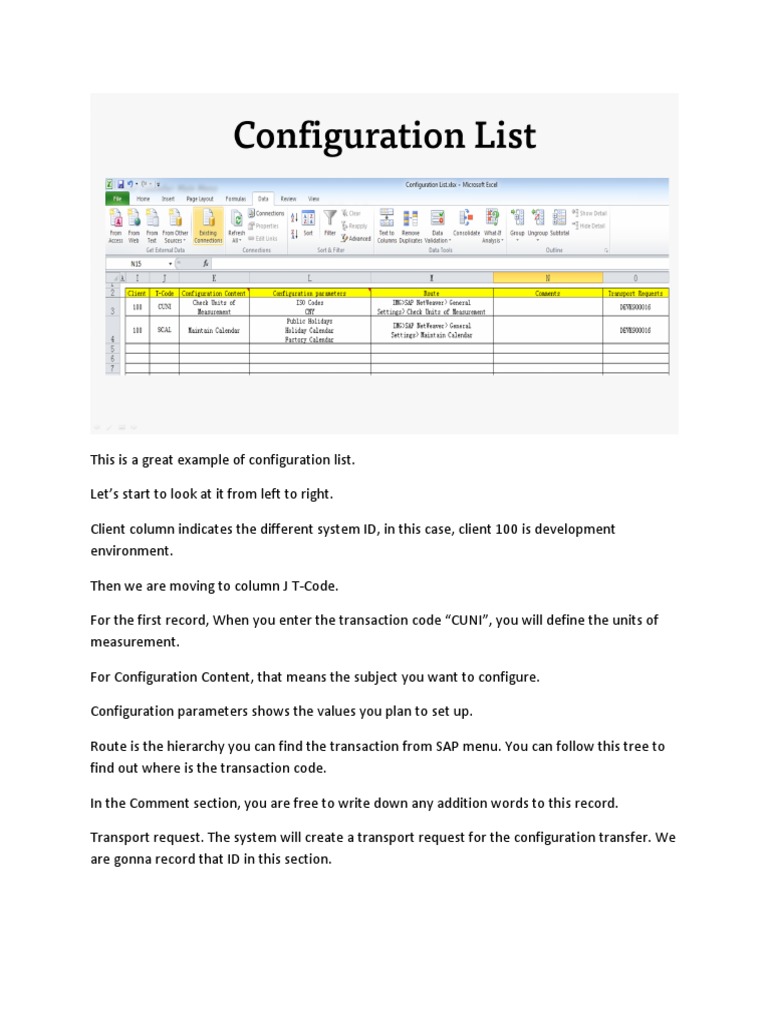Configuration List Example | PDF | Finance & Money Management