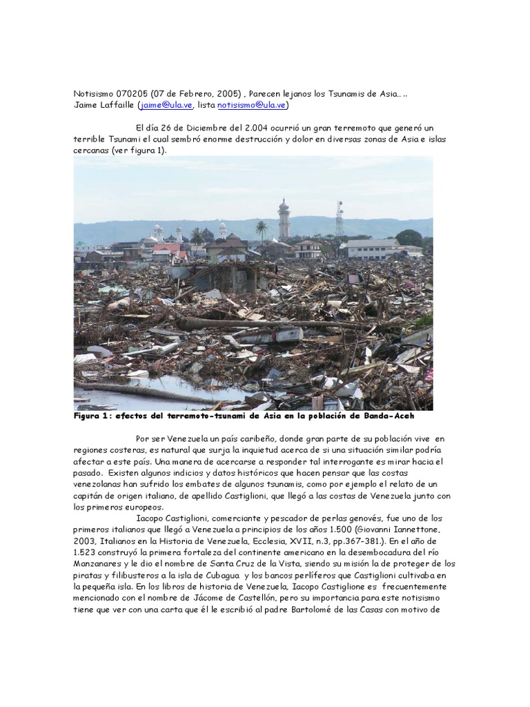 Tsunamis en Venezuela: Historia y Riesgos | PDF | Tsunami | Temblores