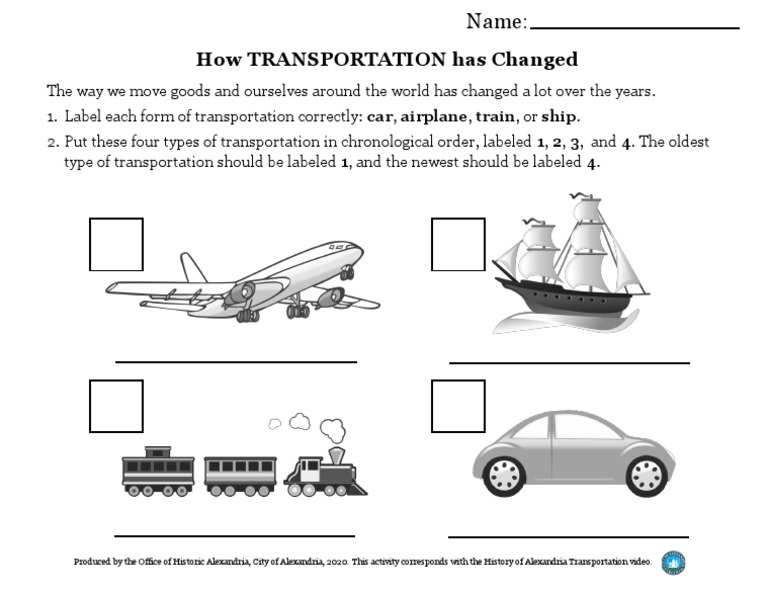 Transportation Timeline Worksheet Printable | PDF | Social Science