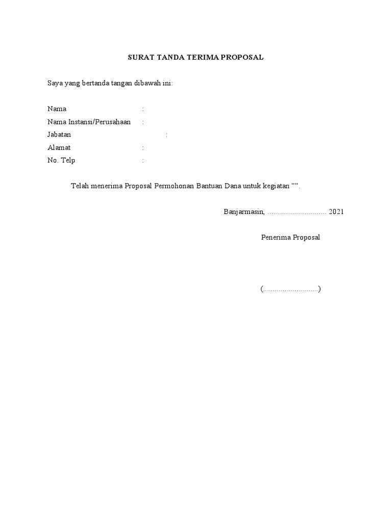 Surat Tanda Terima Proposal | PDF
