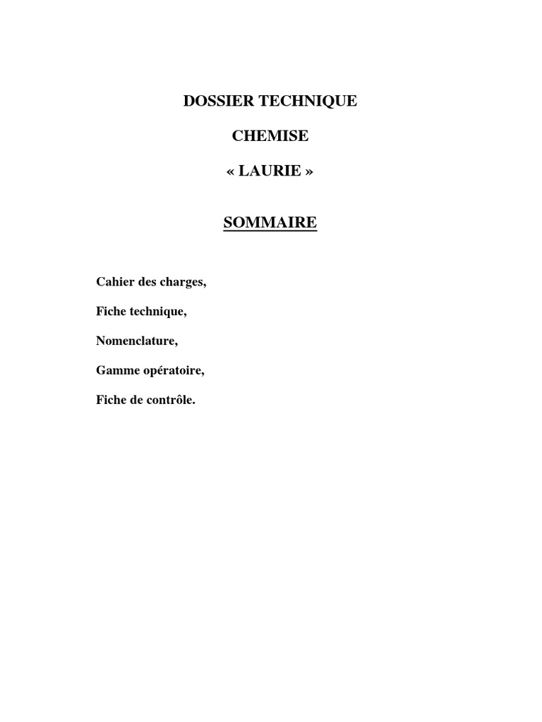 Fiche Technique Chemise Laurie | PDF | Chemise | Couture