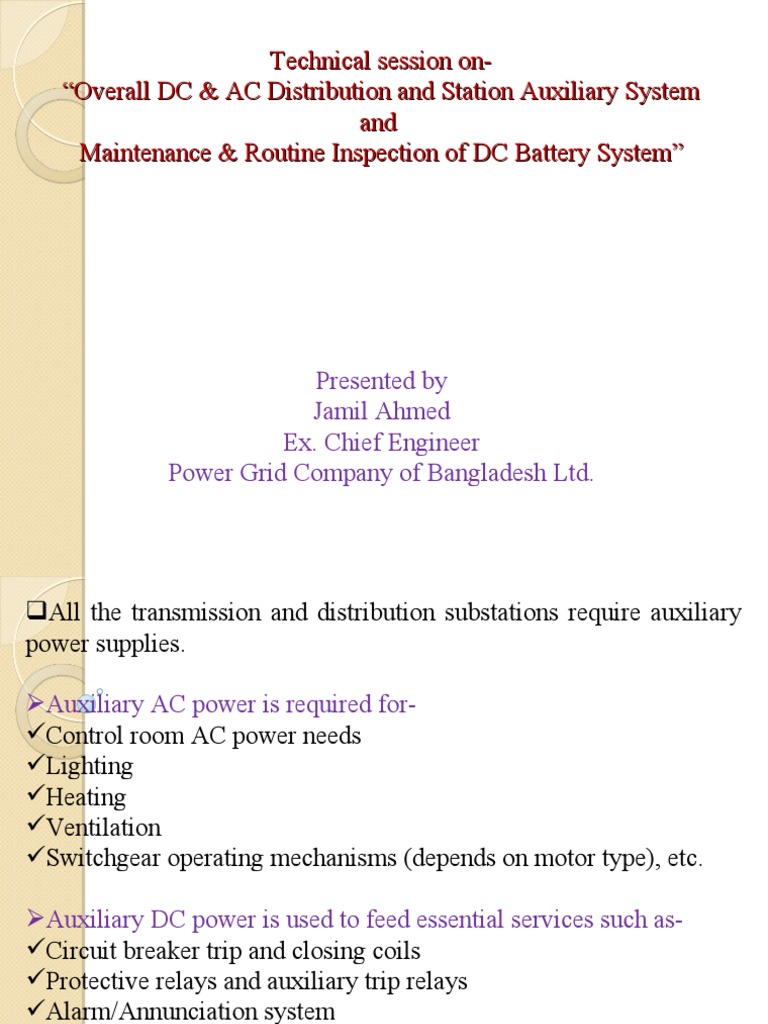 Presentation On Overall DC & AC Distribution and Station Auxiliary ...