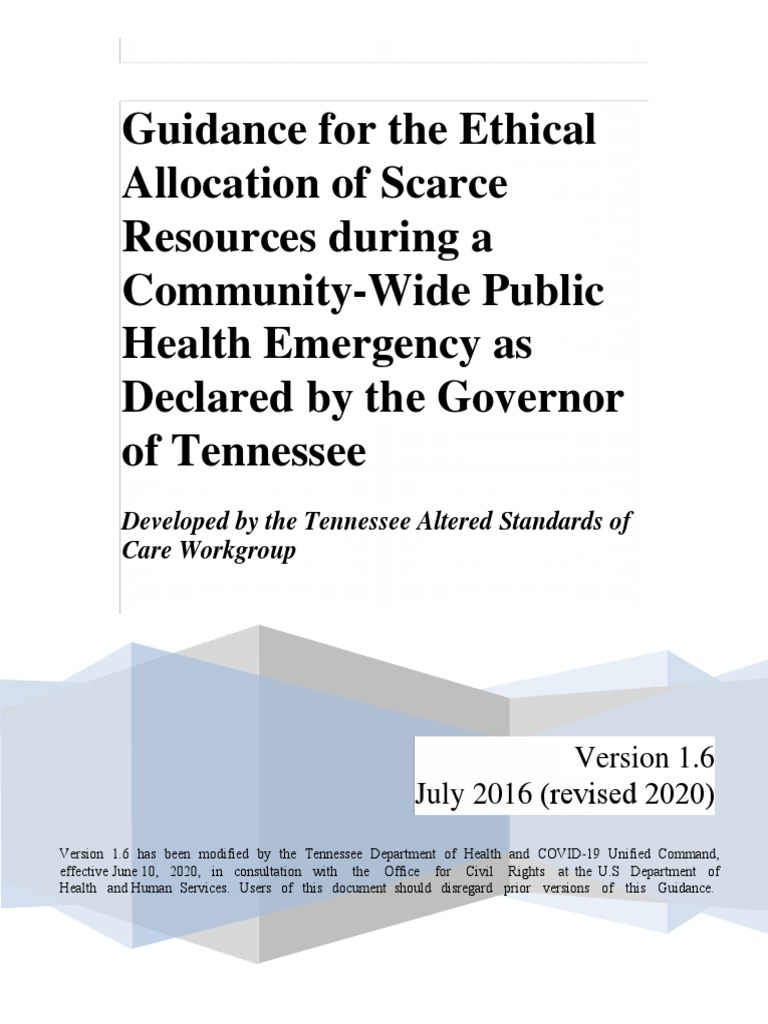 Guidance For The Ethical Allocation of Scarce Resources | PDF | Health ...