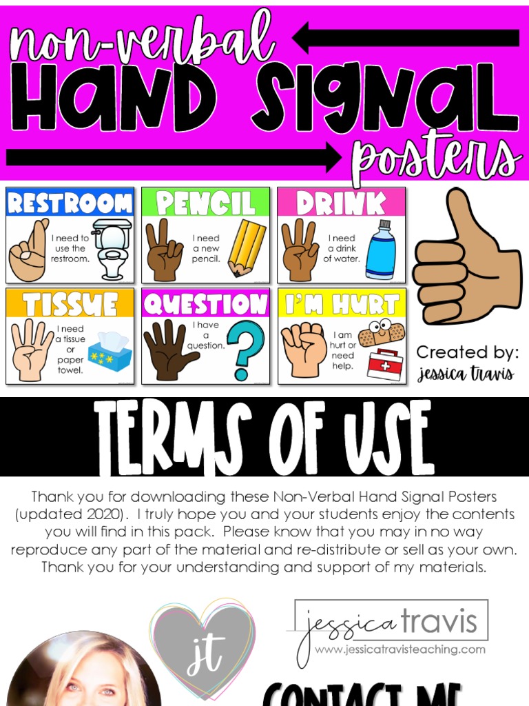 Non-Verbal Hand Signal Posters | PDF