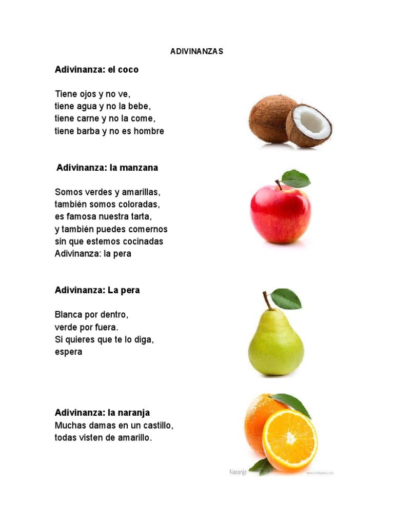 10 Adivinanzas de Solo Frutas | PDF