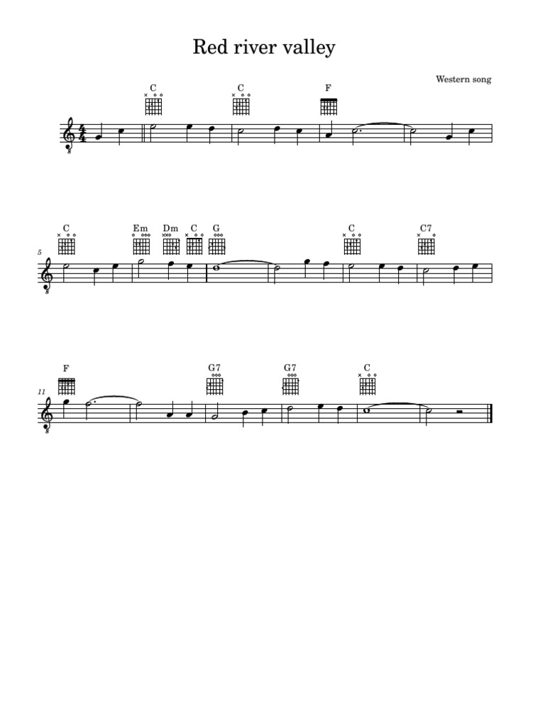 Red River Valley Song Lyrics and Chords | PDF