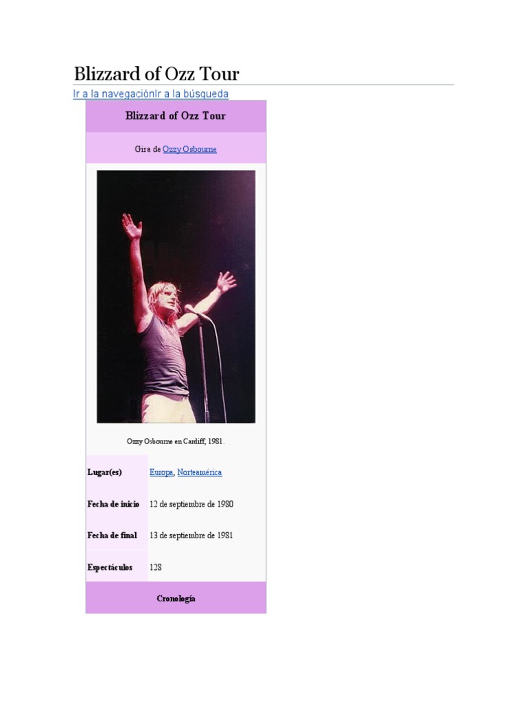 Blizzard of Ozz Tour | PDF | Ozzy Osbourne