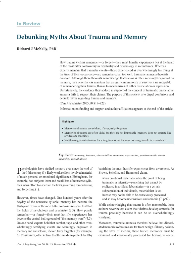 Debunking Myths About Trauma and Memory | PDF | Psychological Trauma | Memory