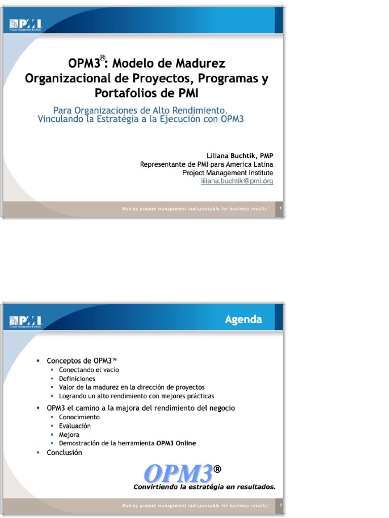 OPM3 - Modelo de Madurez Organizacional de Proyectos, Programas y ...