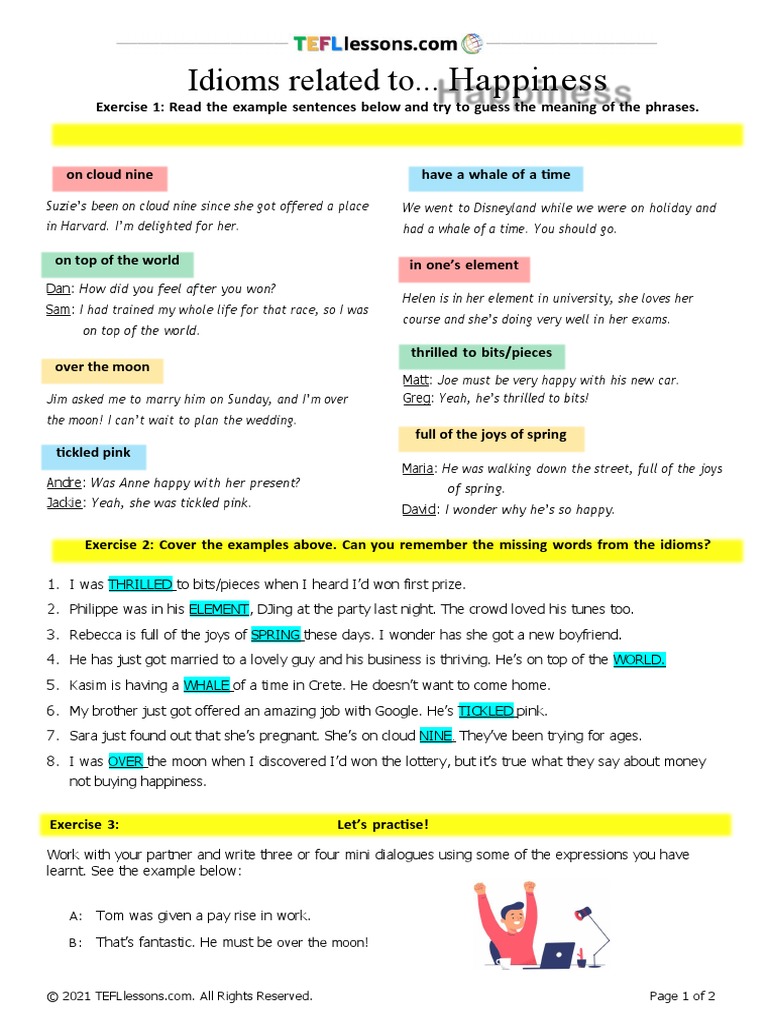 Happiness Idioms Student | PDF