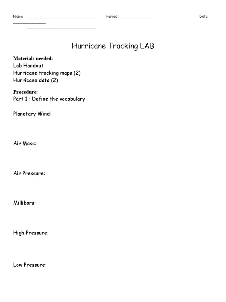 Hurricane Tracking Lab | PDF