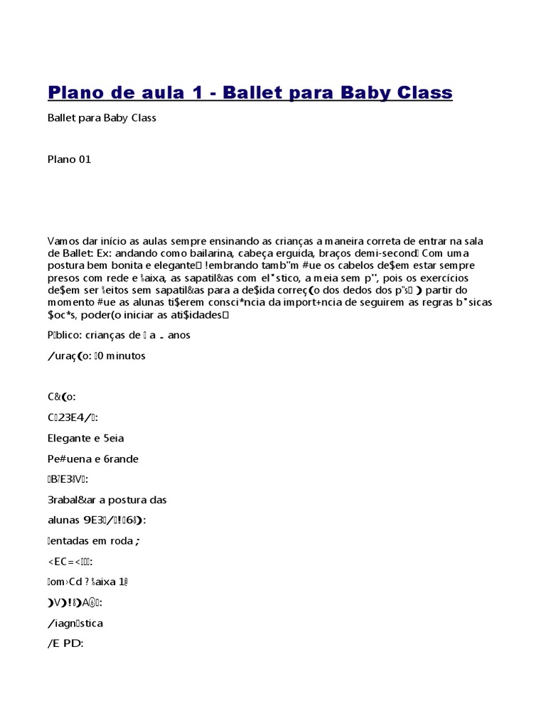 Plano de Aula Ballet Baby Class | PDF