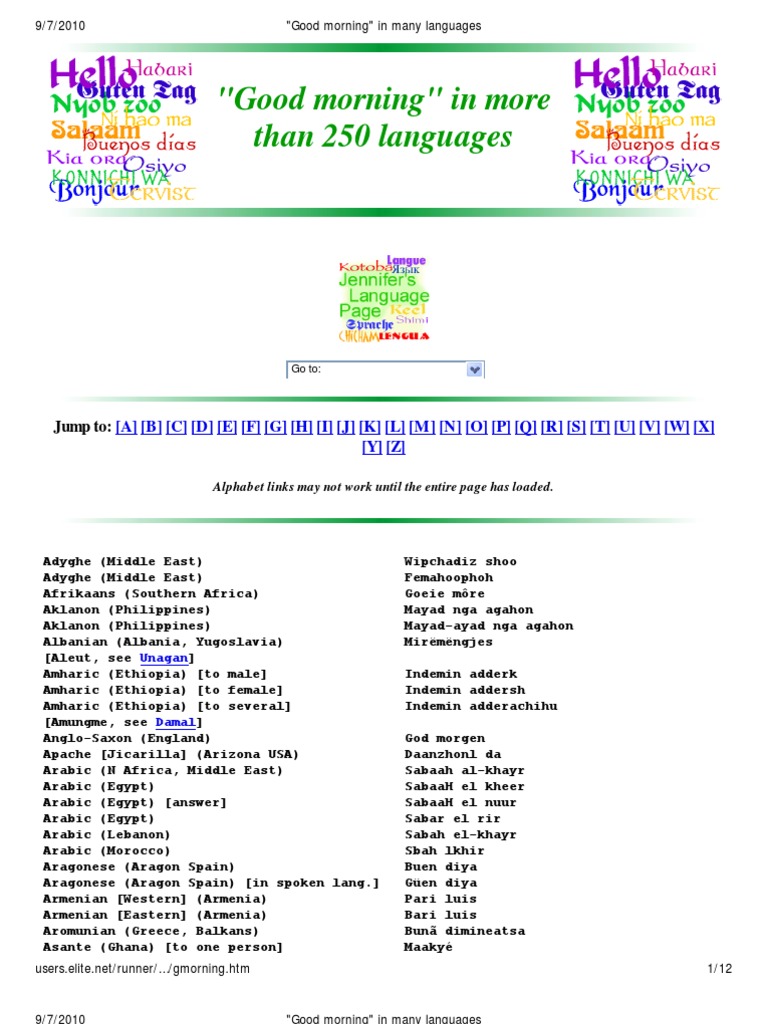 Good Morning - in Many Languages | PDF