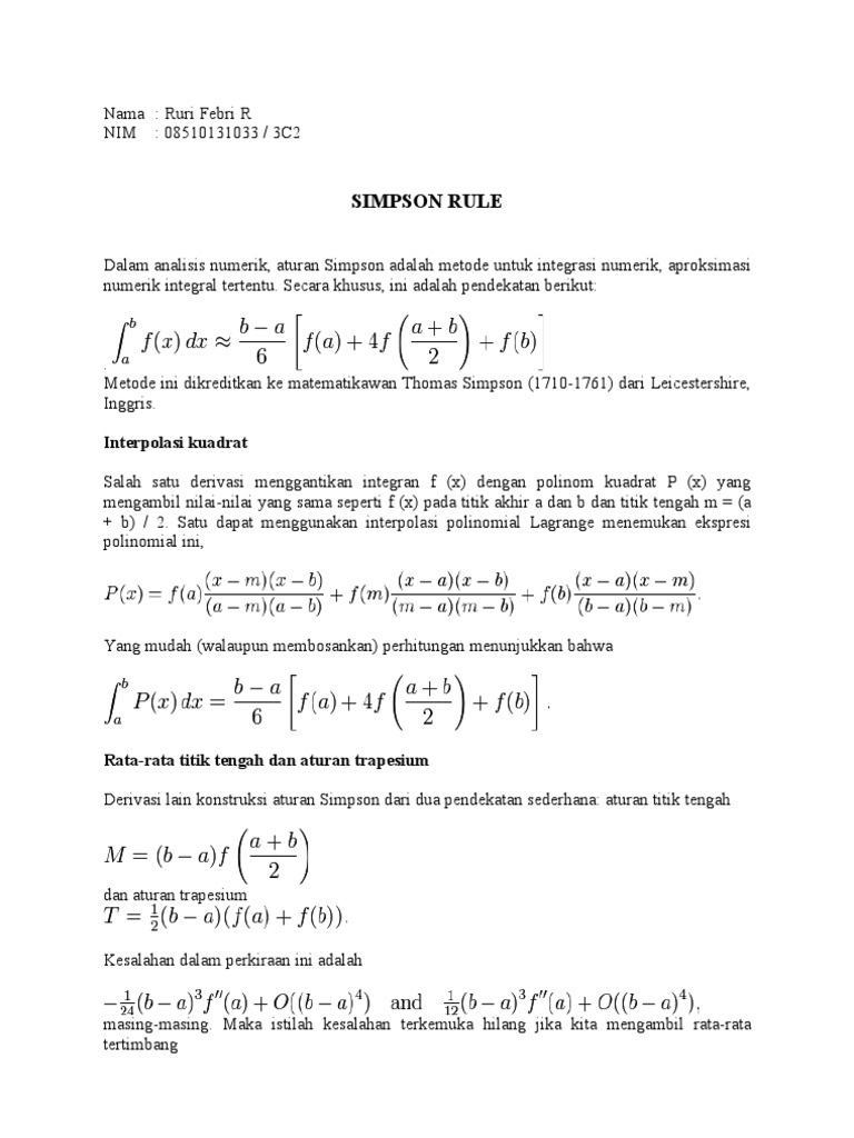 Simpson's Rule | PDF
