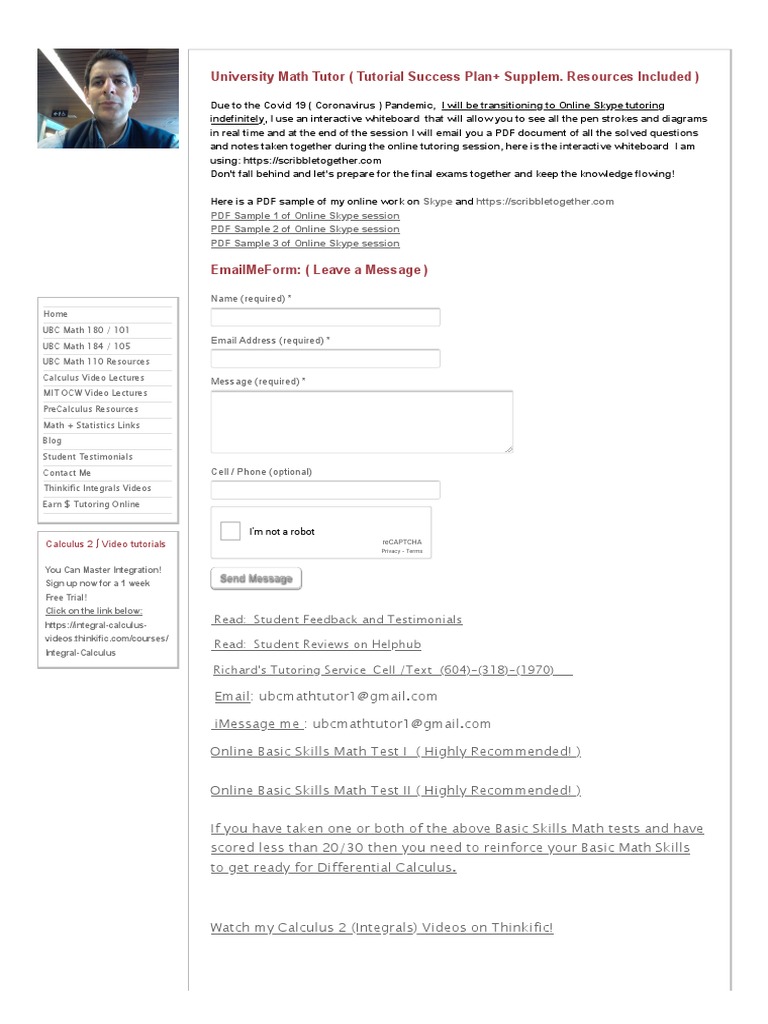 UBC, SFU, Langara, TRU, BCIT Math Tutor and Statistics Tutor | PDF ...