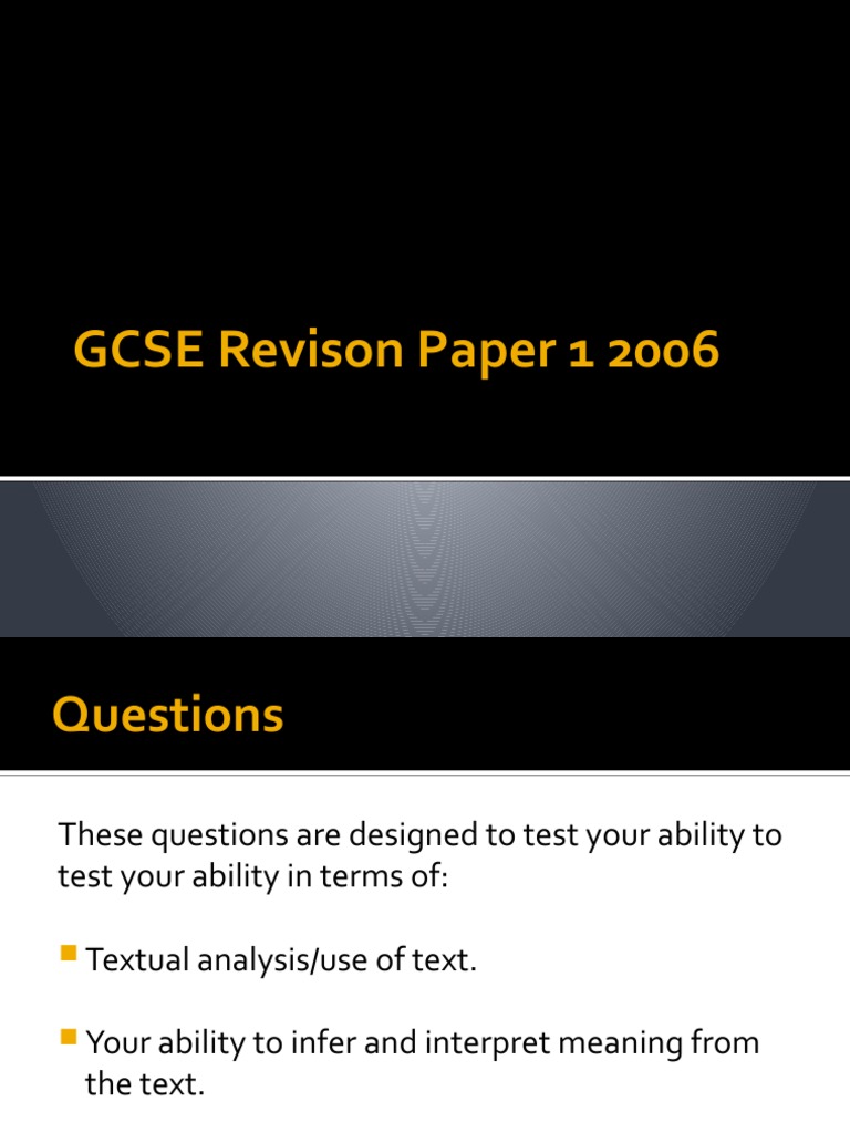 GCSE Revison Paper 1 2006 | PDF