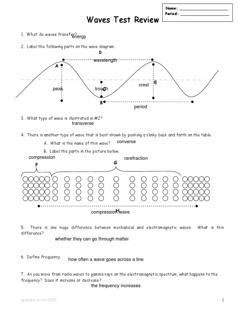 Waves Test Review: Energy | PDF | Electromagnetic Radiation | Waves