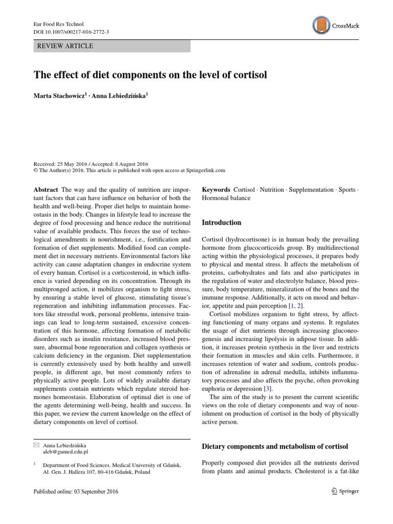 The Effect of Diet Components On The Level of Cort | PDF | Cortisol ...