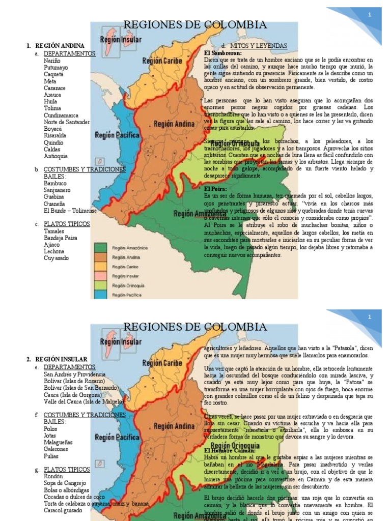 Mapa Político y Regiones de Colombia | PDF