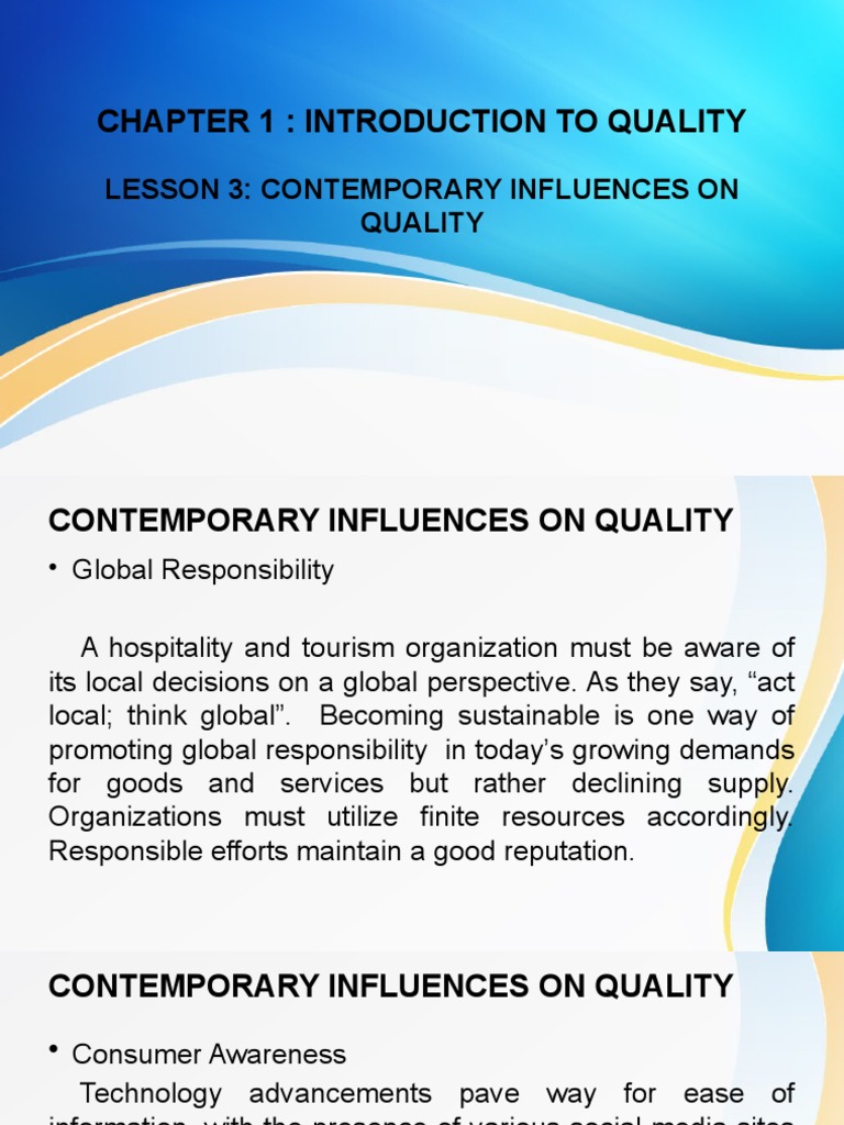 Chapter 1: Introduction To Quality: Lesson 3: Contemporary Influences ...