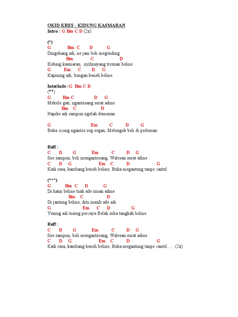 LIST LAGU Chord Gitar | PDF