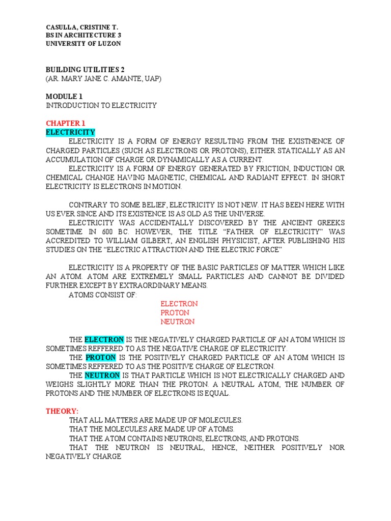Building Utilities 2: Casulla, Cristine T. Bs in Architecture 3 ...