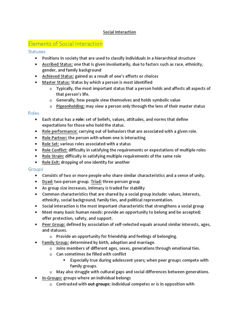 Elements of Social Interaction: Statuses | PDF | Communication | Emotions
