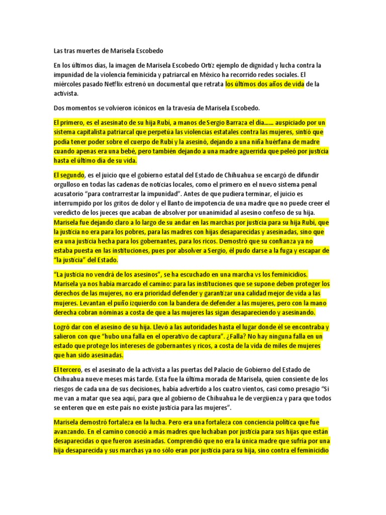 Las Tres Muertes de Marisela Escobedo | PDF