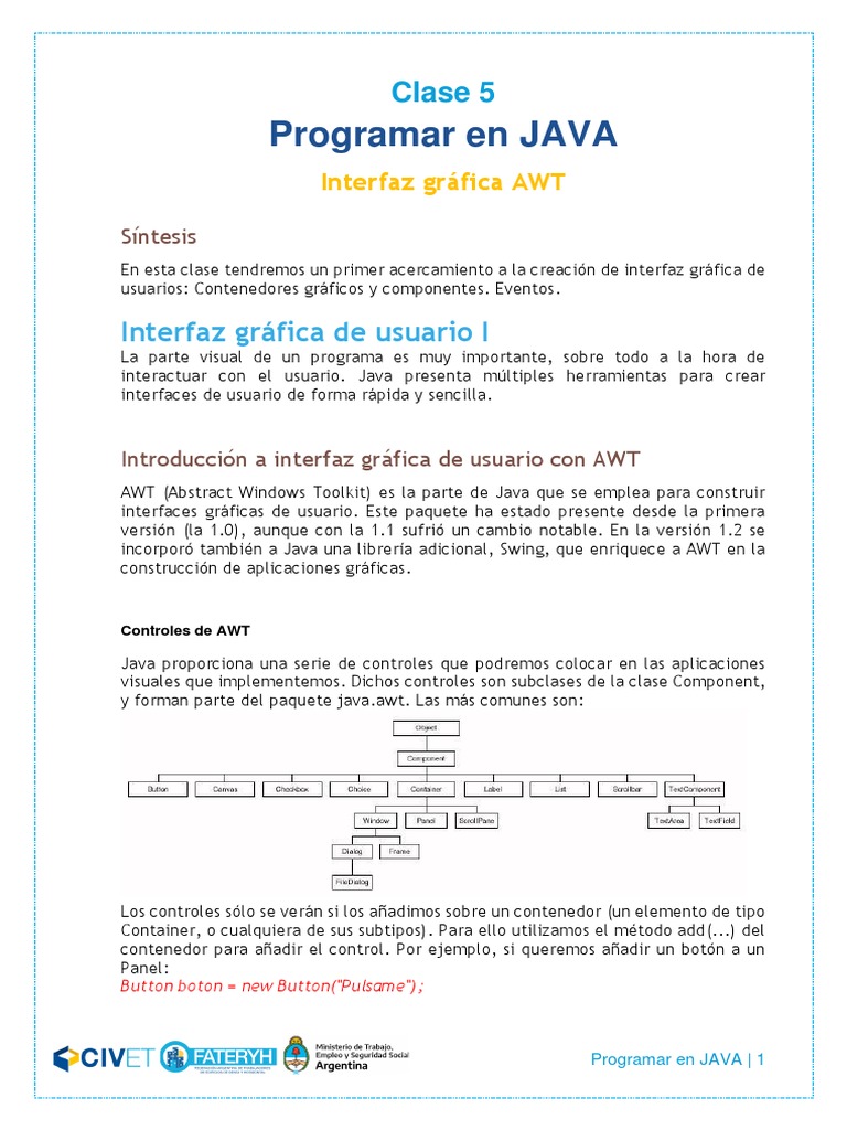 Introducción a Clase Interfaz AWT en Java | PDF | Java (lenguaje de programación) | Menú ...