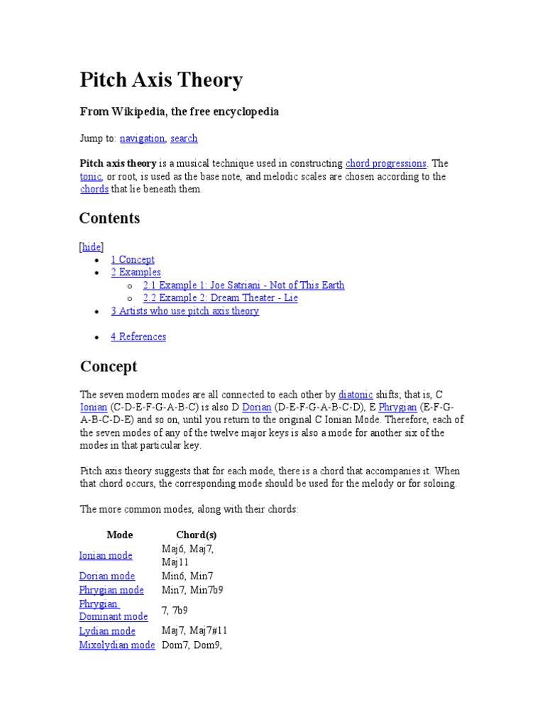 Pitch Axis Theory | Download Free PDF | Mode (Music) | Musicology