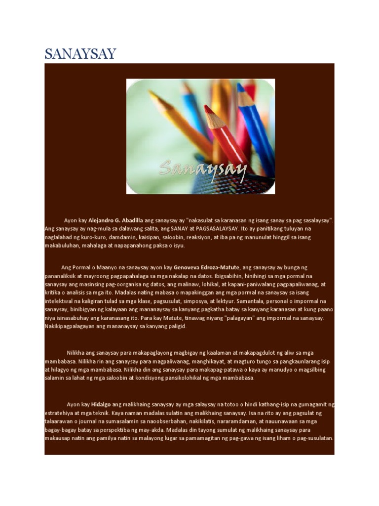 Sanaysay | PDF