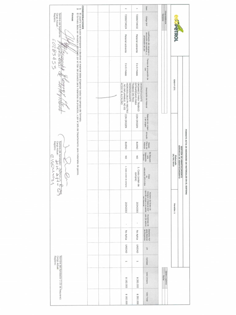 Devolucion de Materiales | PDF