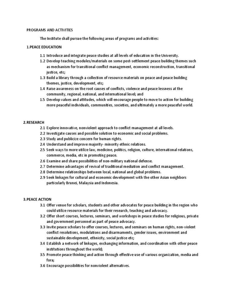 Peace Education and Action Programs | PDF | Peace | Conflict Resolution