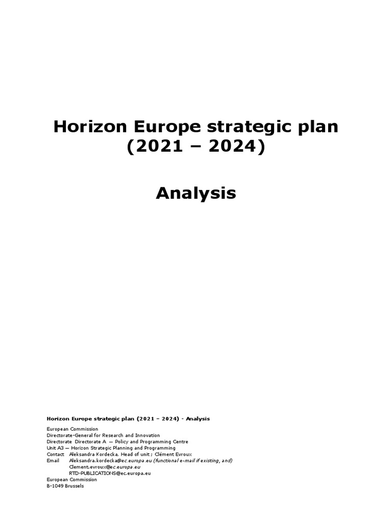 Horizon Europe Strategic Plan 2021-24 | PDF | Sustainability | European Union