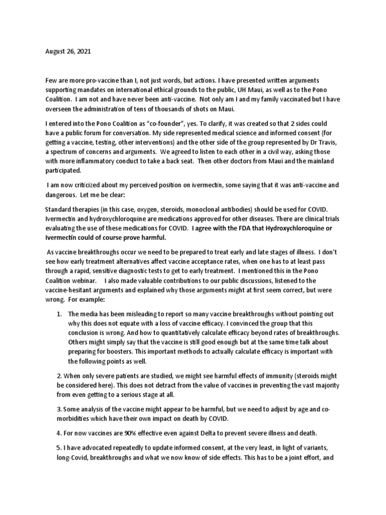 Dr. Lorrin Pang Statement | PDF | Vaccines | Diseases And Disorders