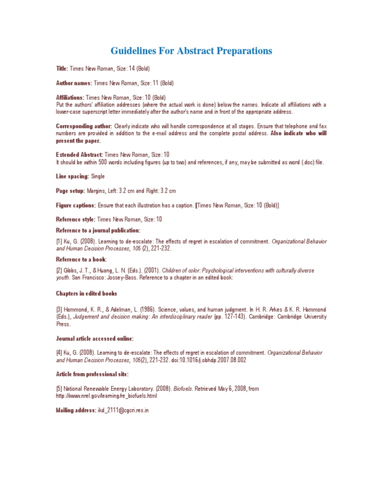 Abstract Preparation Guidelines | PDF | Social Science | Language Arts ...