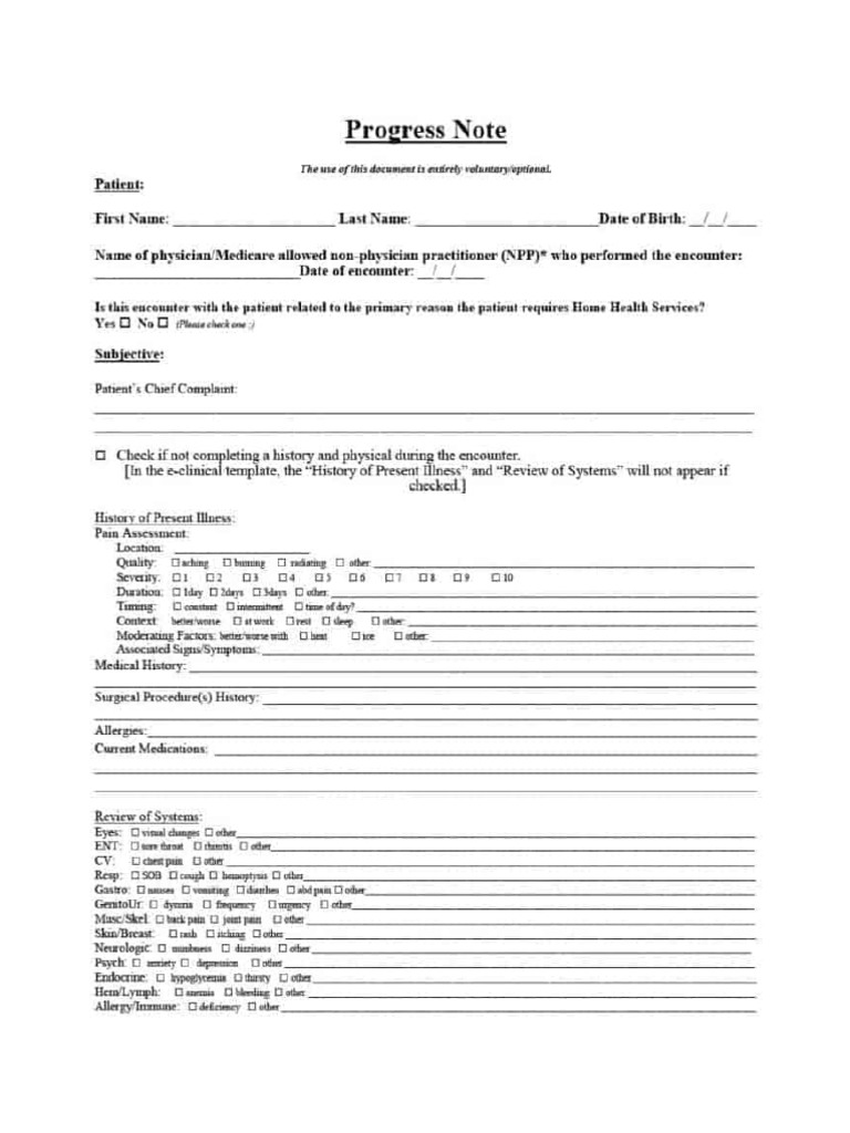 Medical Progress Note Template Medical Progress Notes | Templates At