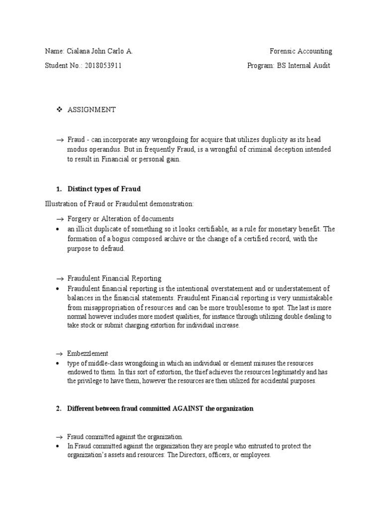 ASSIGNMENT 1 - Forensic Accounting | PDF | Fraud | Deviance (Sociology)