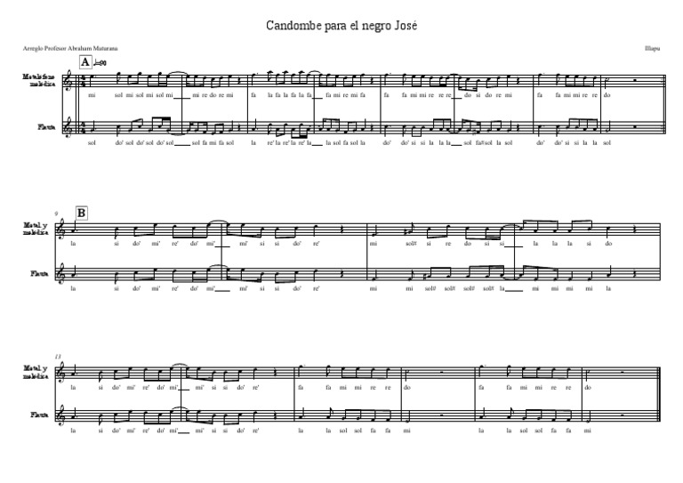 Candombe para El Negro José Melódica, Flauta, Metalófono | PDF
