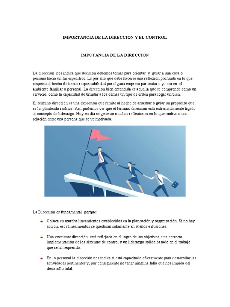 Importancia de La Direccion y El Control | PDF | Liderazgo | Planificación