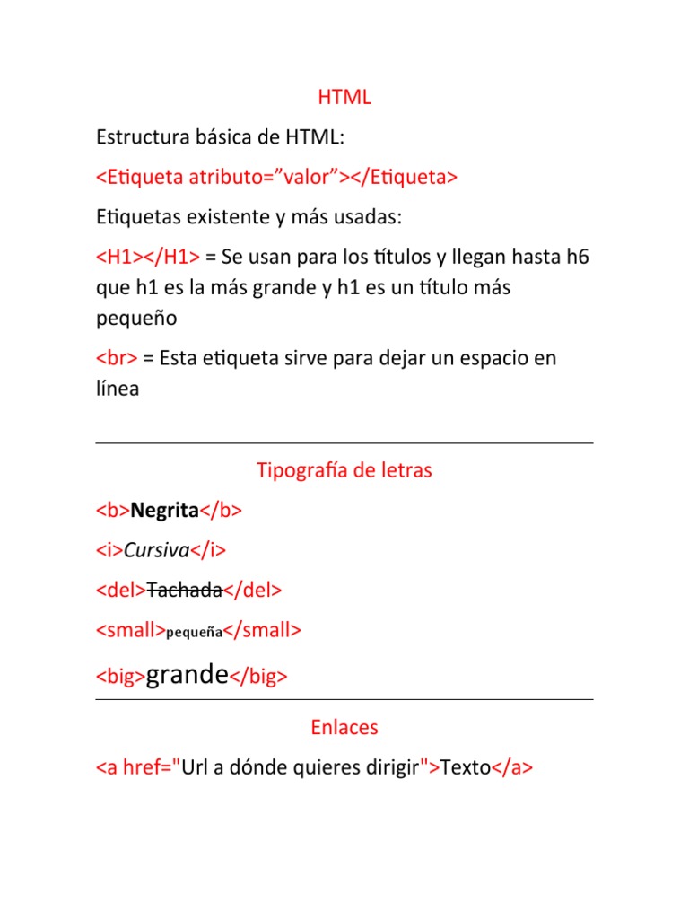 Etiquetas de HTML | PDF | HTML | Información