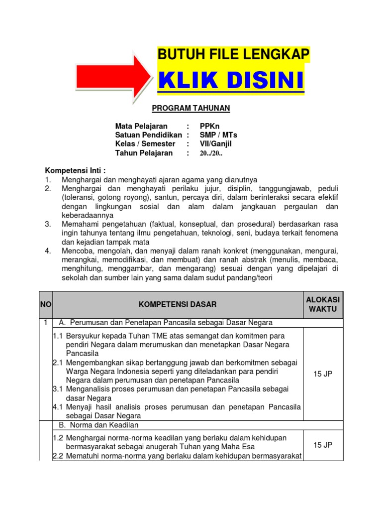 Prota PKN 2021 | PDF