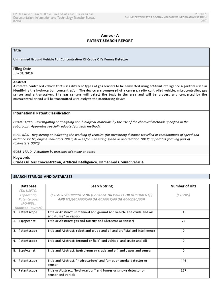 Annex - A Patent Search Report: Title | Download Free PDF | Petroleum ...