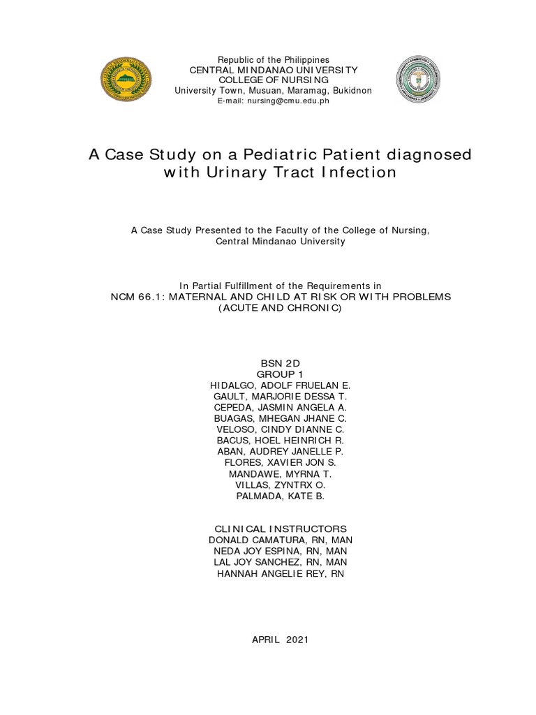 A Case Study On A Pediatric Patient Diagnosed With Urinary Tract ...
