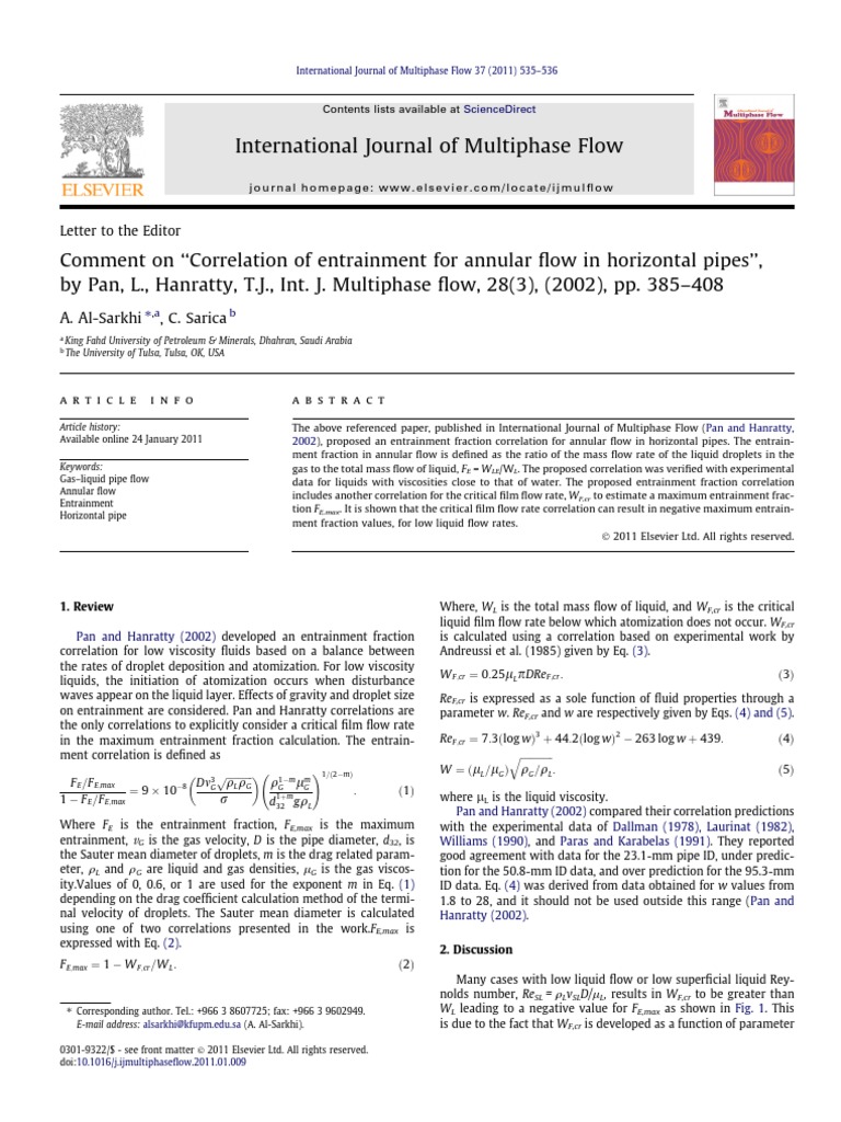 Sarica - 2011 - International Journal of Multiphase Flow Comment On ...
