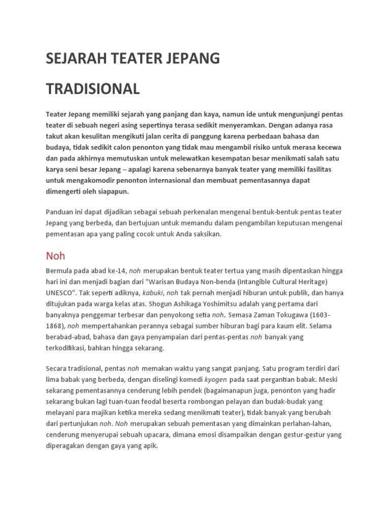 Sejarah Teater Jepang | PDF