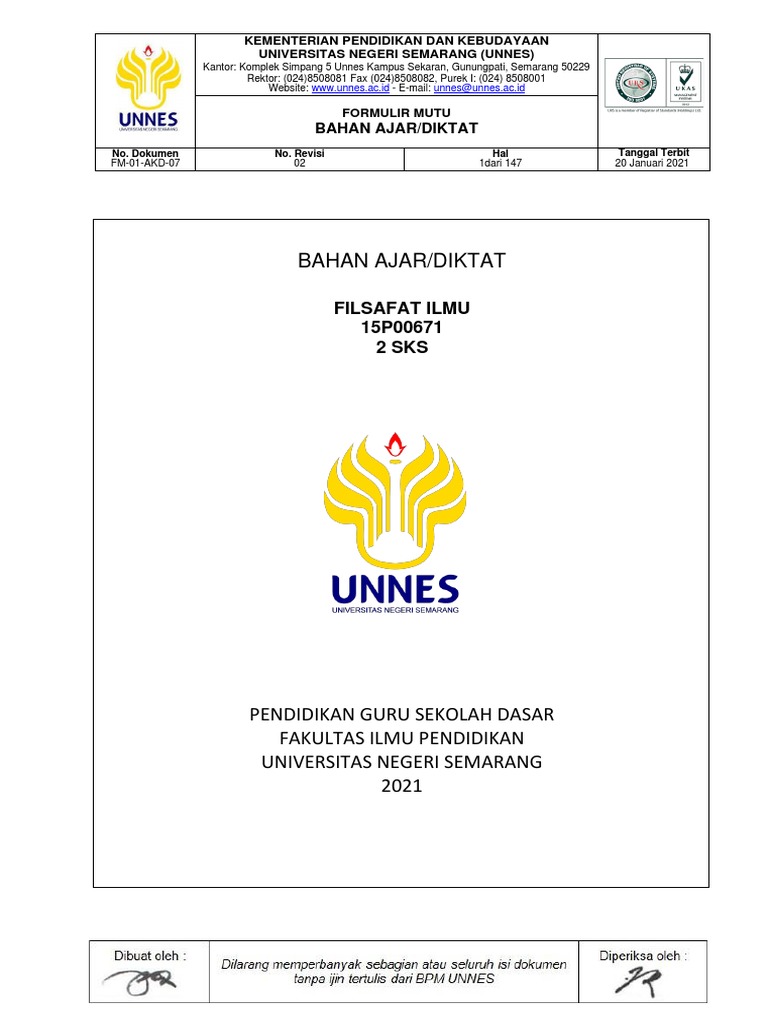 Filsafat Ilmu untuk PGSD UNNES | PDF